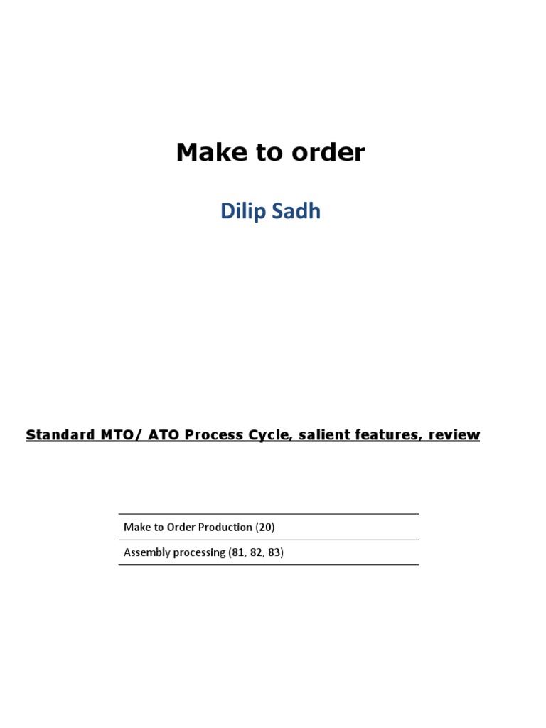 Dilip Sadh SAP Make To Order | PDF | Business | Computers