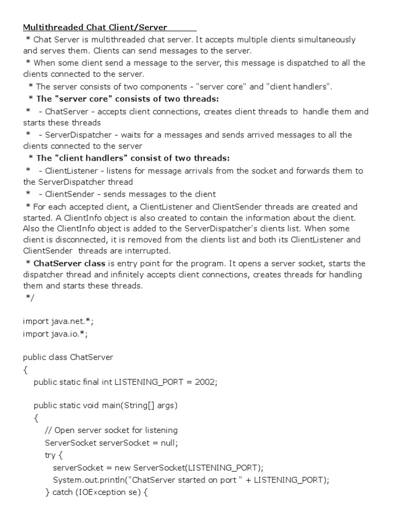 Multithreaded Chat Client | PDF | Network Socket | Thread (Computing) Multithreaded Chat Client | PDF | Network Socket | Thread (Computing)