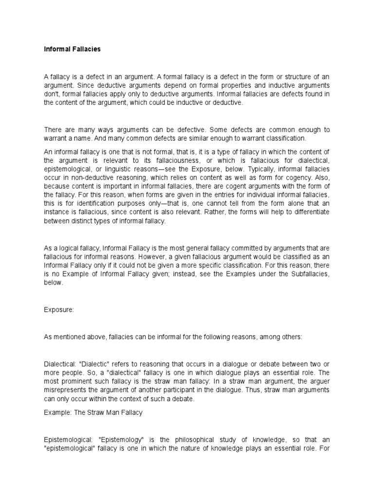 Informal Fallacies | PDF | Fallacy | Argument