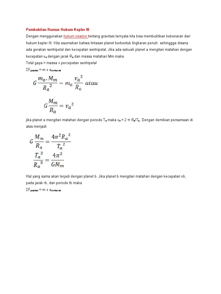 Pembuktian Rumus Hukum Kepler III | PDF