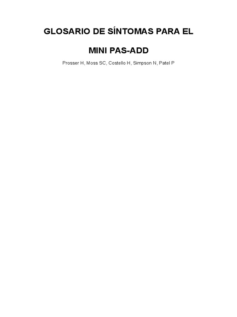 Glosario Mini PAS-ADD | PDF | Fobia | Ansiedad