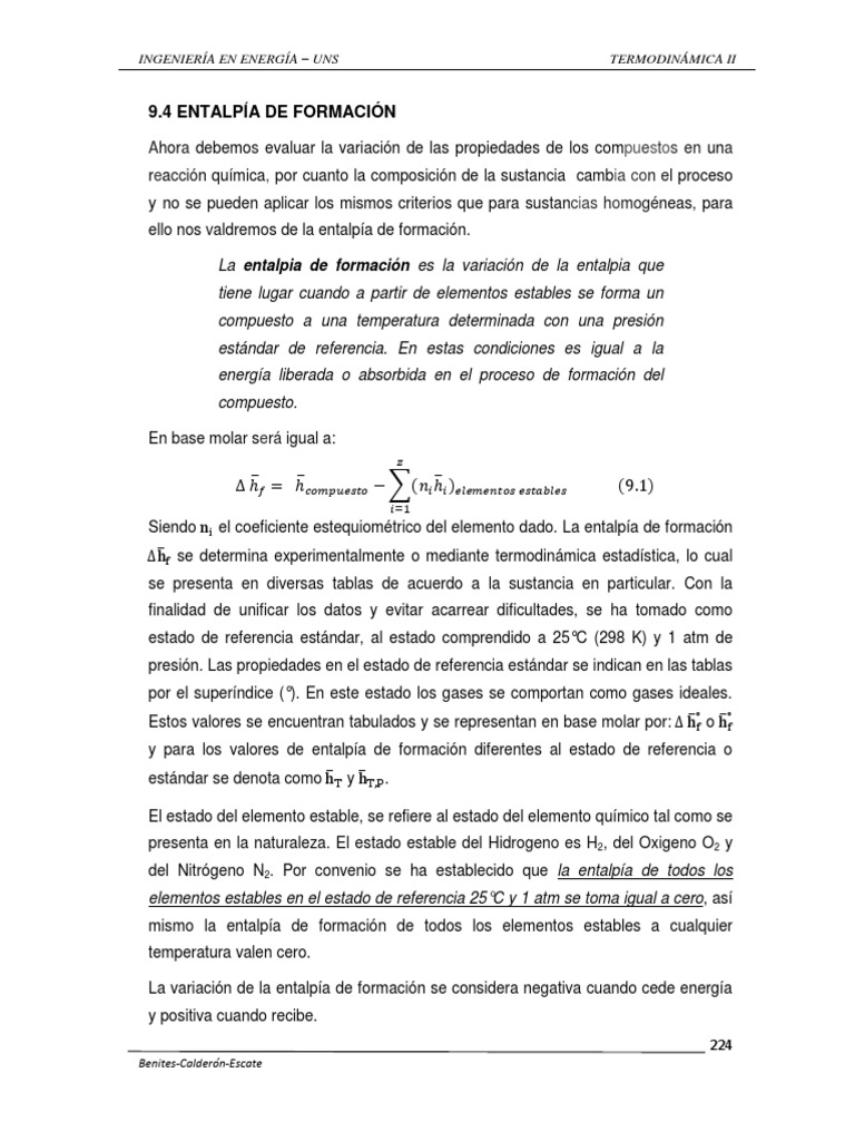 Entalpía De Formación Pdf
