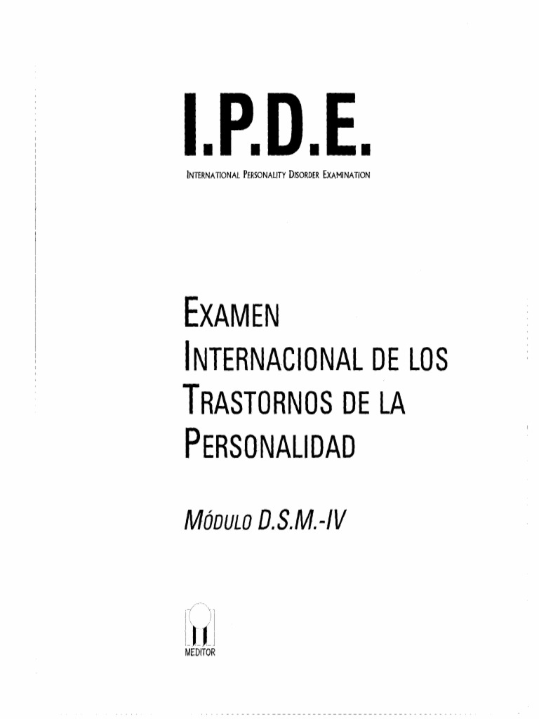 Test IPDE | PDF | Manual Diagnóstico y Estadístico de los Trastornos ...