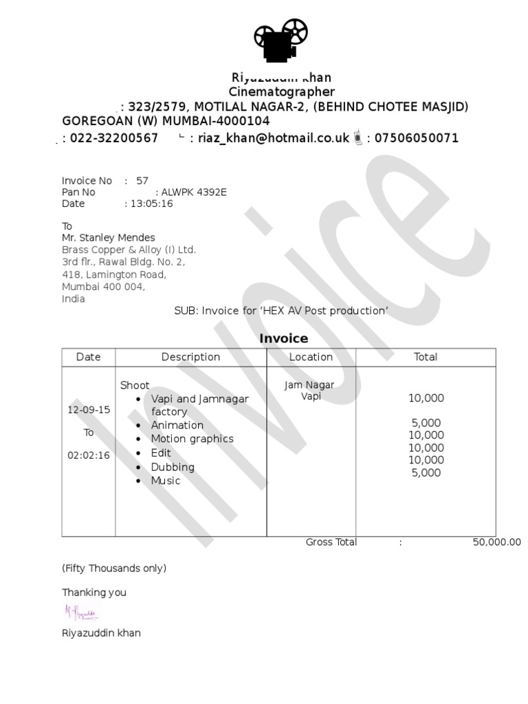 Invoice For HEX AV 25-6-16 | PDF | Copper | Metals