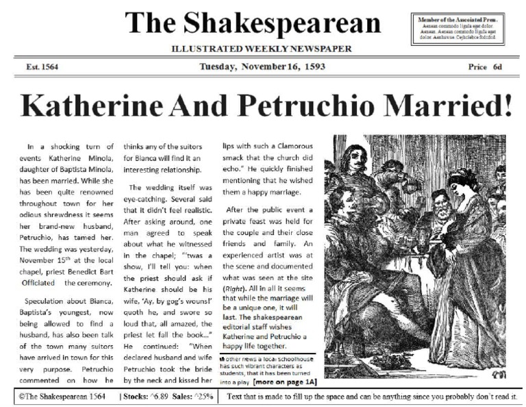 Shakespeare Project - Newspaper Article | PDF