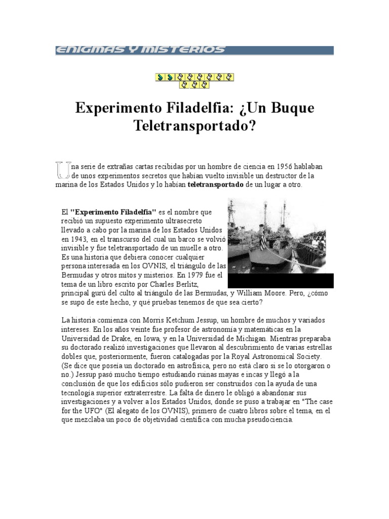 Experimento Filadelfia | PDF | Science | Ciencia (general)