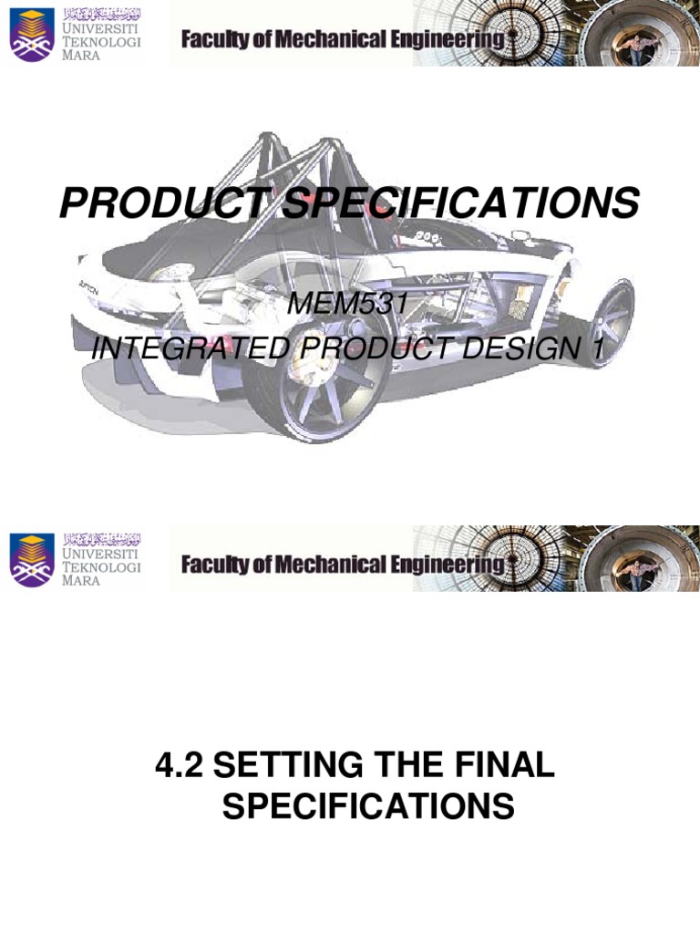 Chapter 4 (4.2 - Setting The Final Specifications) | PDF