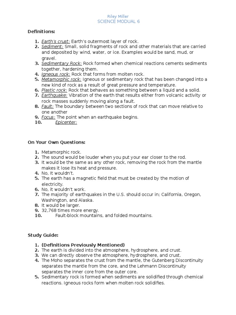 Apologia Physical Science - Module 6 | PDF | Rock (Geology) | Planetary ...