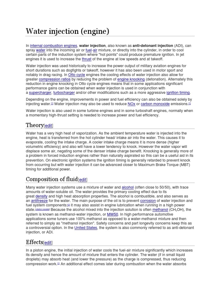Water Injection | PDF | Internal Combustion Engine | Machines