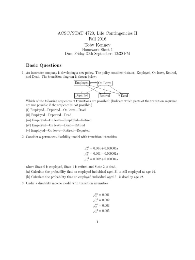 ACSC/STAT 4720, Life Contingencies II Fall 2016 Toby Kenney: Homework ...