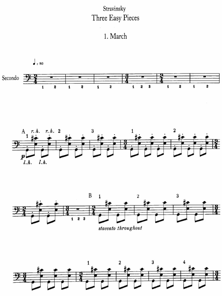 Stravinsky - 3 Easy Pieces (Piano 4 Hands) PDF | PDF