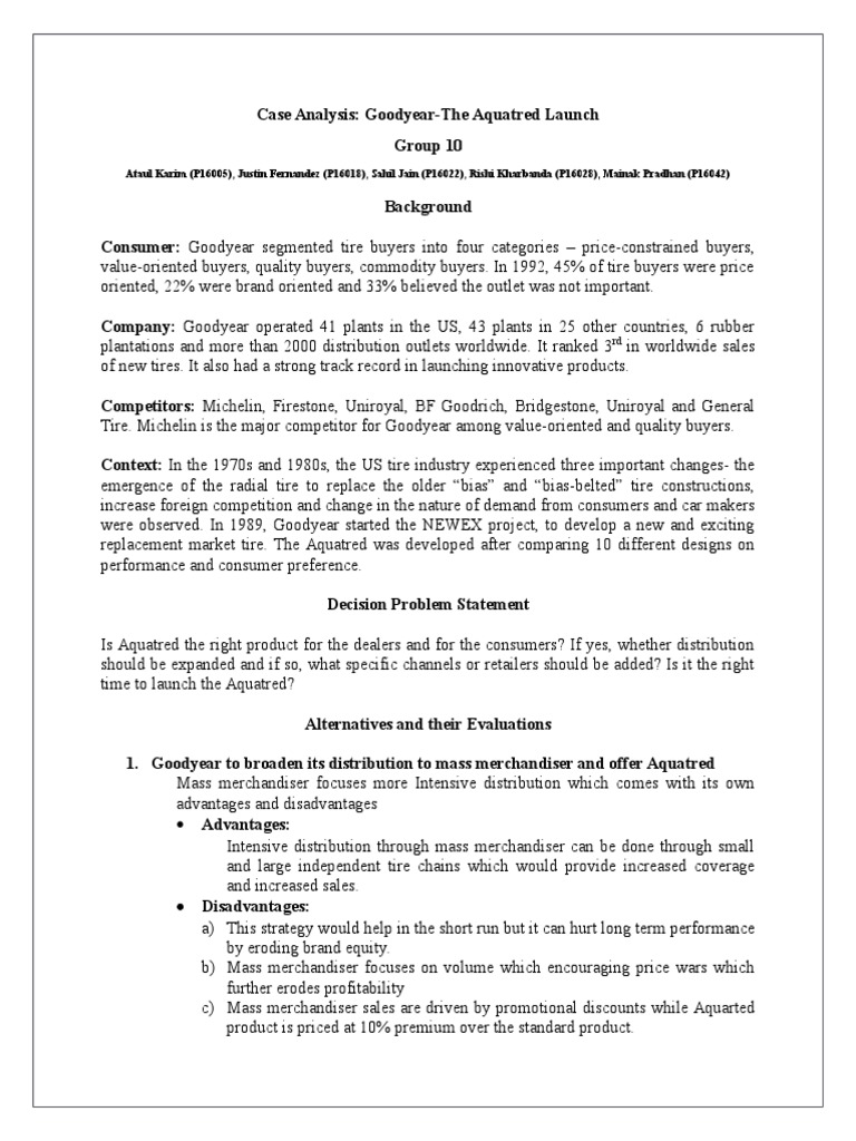 Goodyear's Aquatred Launch Strategy | PDF | Business Economics | Economies