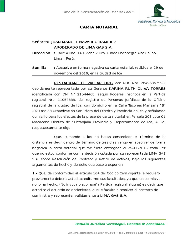Modelo de Carta Notarial | PDF | Derecho