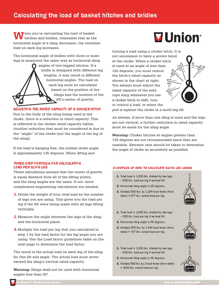 Calculating The Load of Basket Hitches and Bridles | PDF | Lift (Force ...