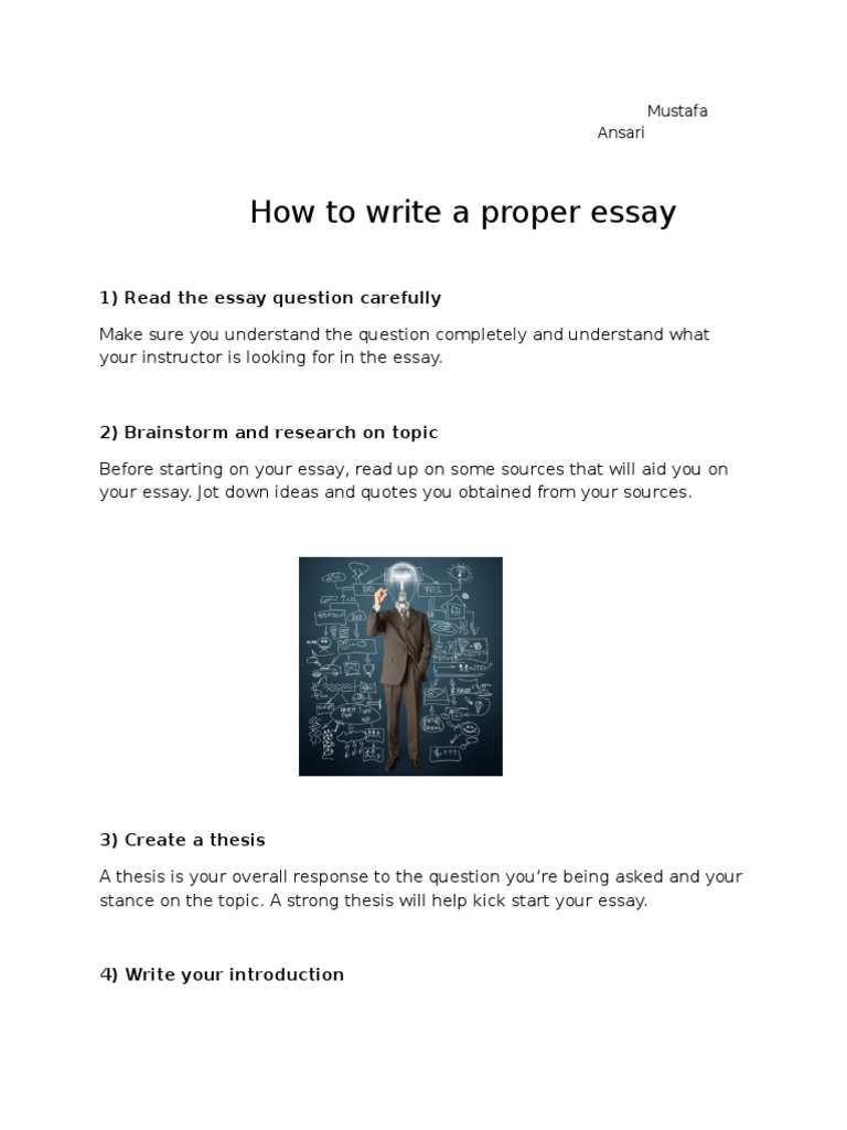 How To Write A Proper Essay: 1) Read The Essay Question Carefully | PDF