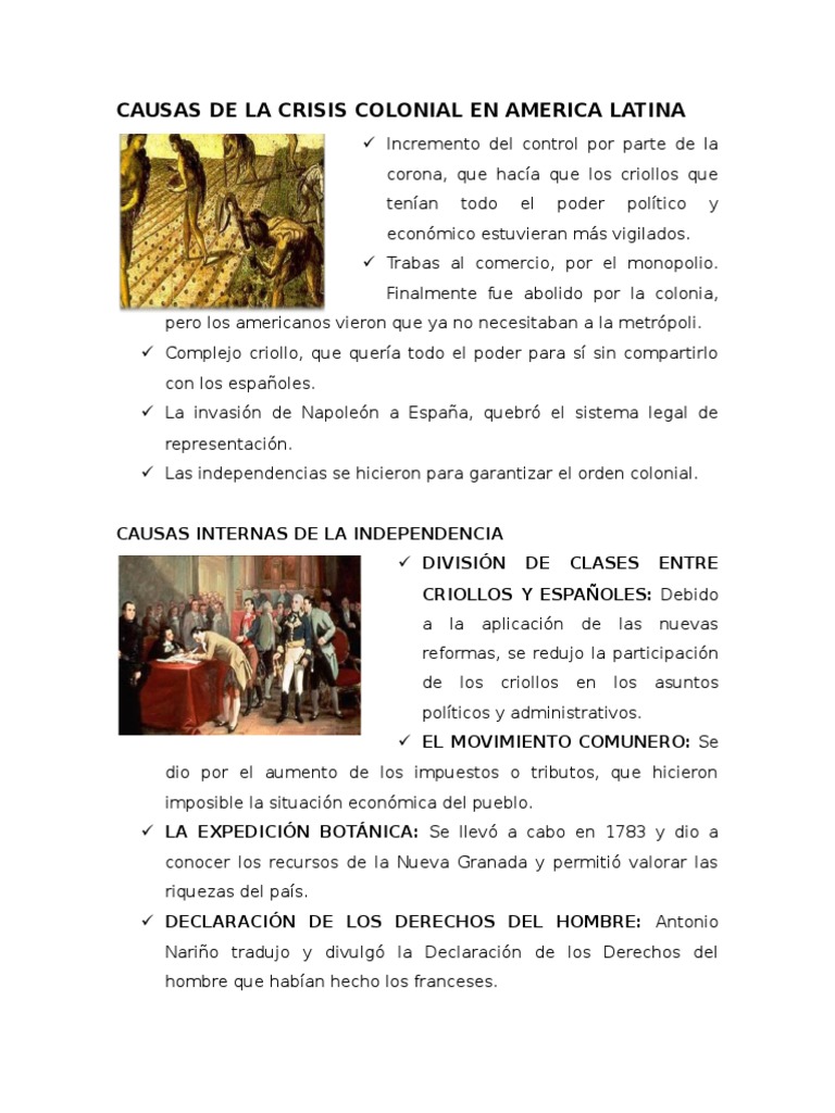 Causas de la Crisis Colonial en América | PDF | Historia