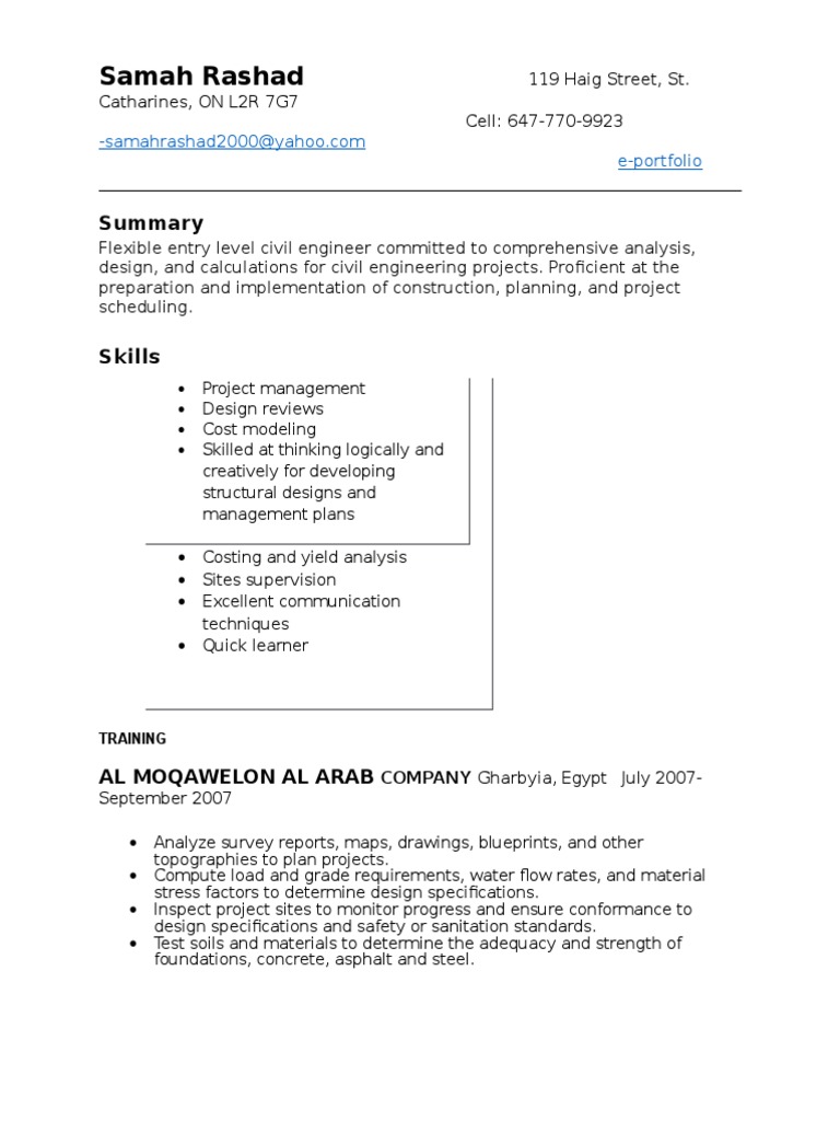 Entry-Level Civil Engineer Resume | PDF