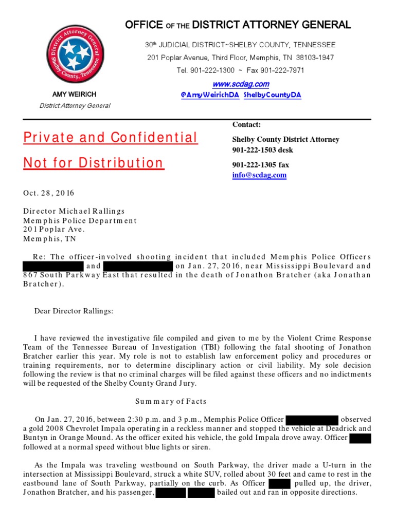 Private and Confidential Not For Distribution: Office District Attorney ...
