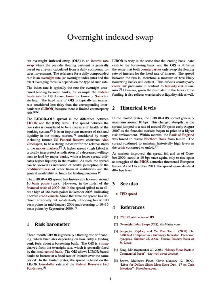 Overnight Indexed Swap | PDF | Financial Economics | Monetary Economics