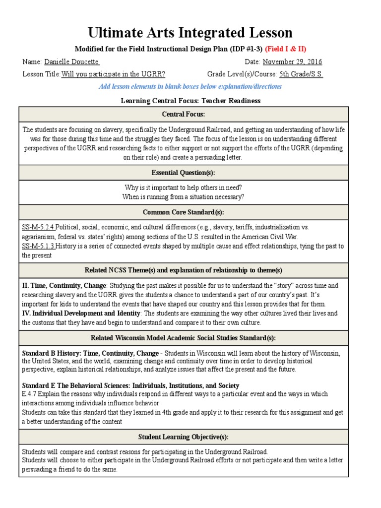 Ultimateartsintegratedlesson Ugrr | PDF | Understanding | Educational ...