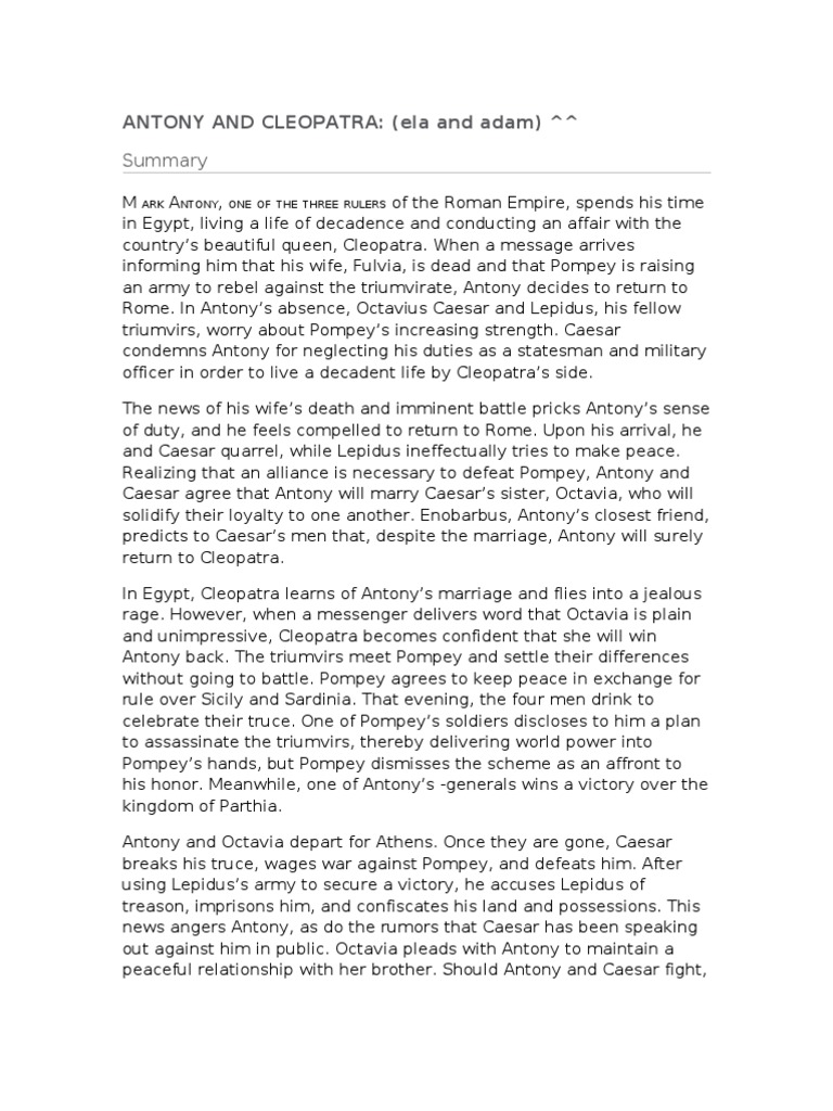 Antony and Cleopatra | PDF | Mark Antony | Augustus