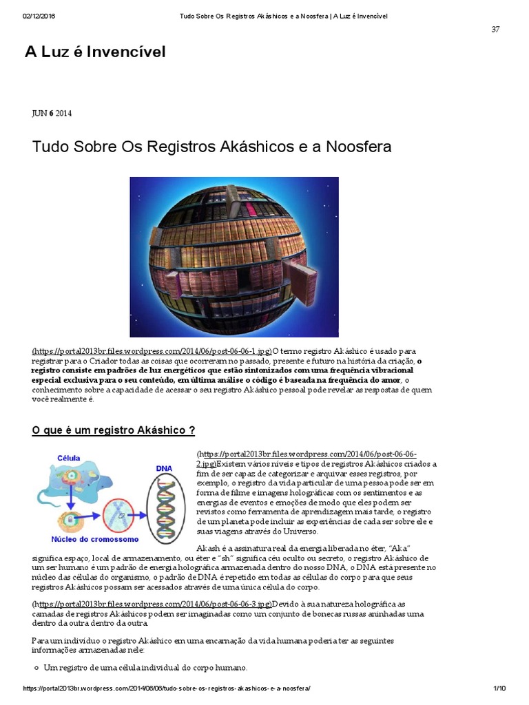 Registros Akáshicos e Noosfera Explicados | PDF | Pensamento | Amor