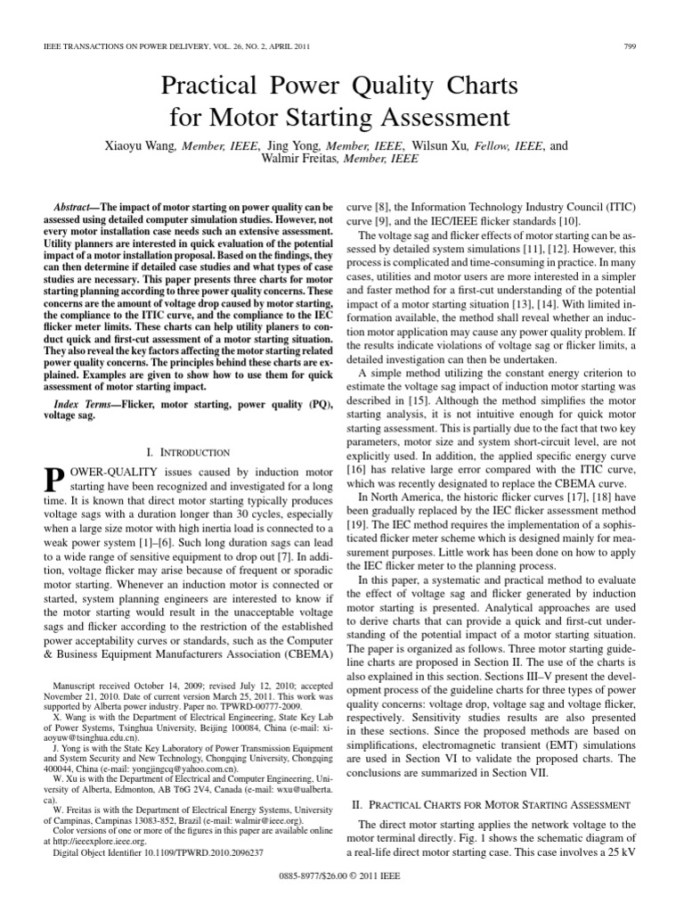 Practical Power Quality Charts For Motor Starting Assessment | Download ...