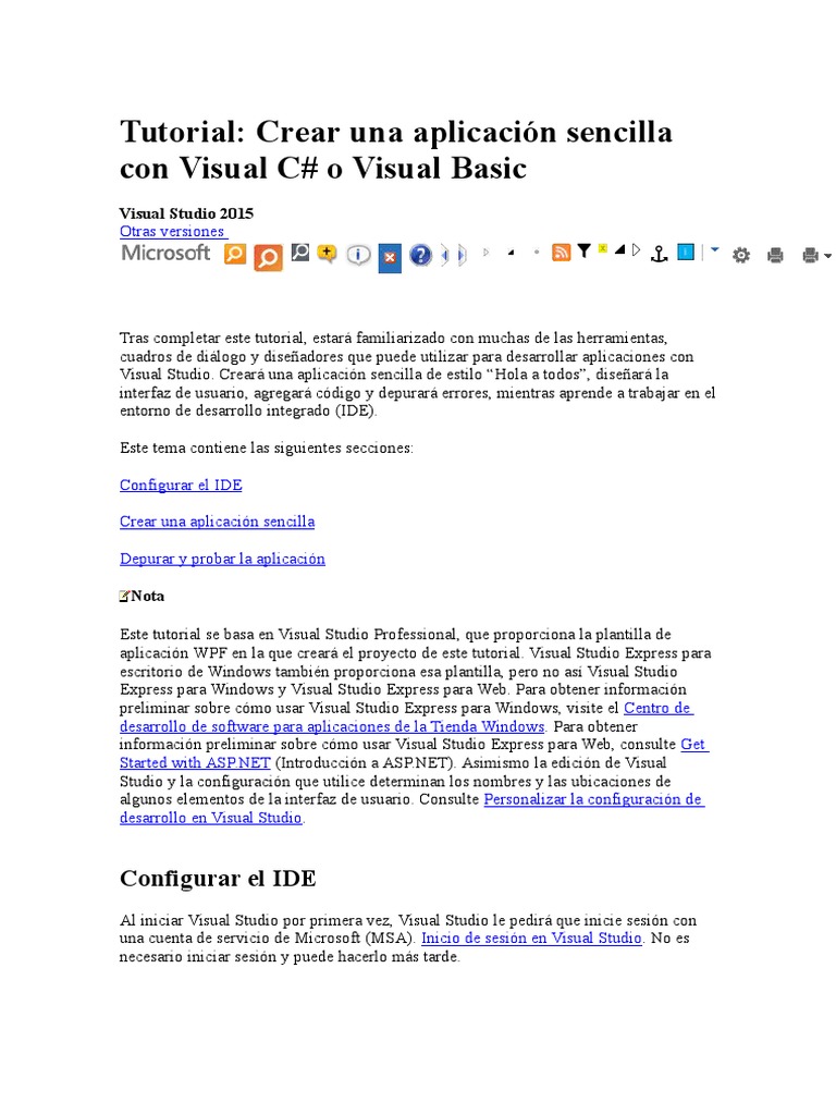 Tutorial Visual Studio 2015 | PDF | Microsoft Visual Studio | Entorno ...