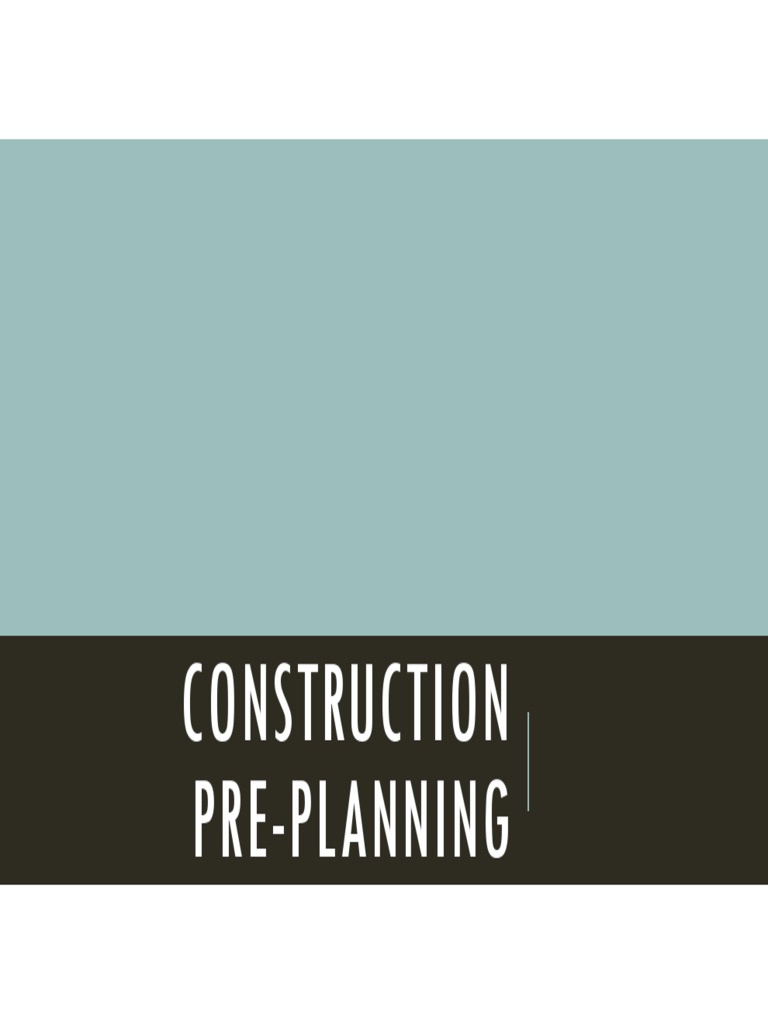 Construction Pre Planning | PDF | Goal | Time