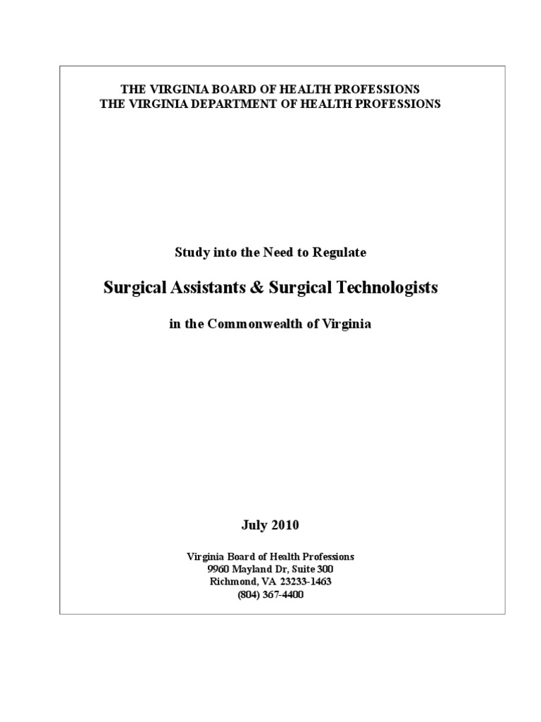 Regulating Surgical Assistants in Virginia | PDF | Surgery | Physician