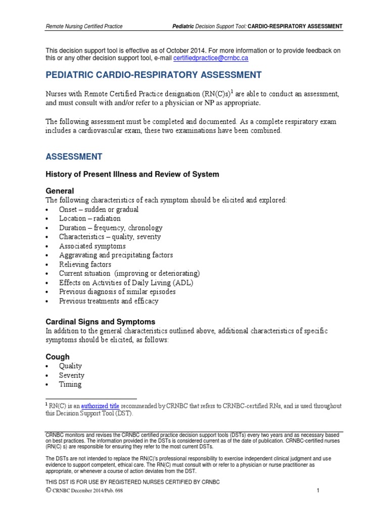 Pediatric Cardio-Respiratory Assessment | PDF | Chronic Obstructive ...