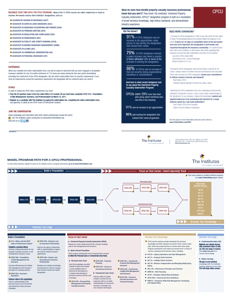 CPCU Program Flyer | PDF | Insurance | Risk Management