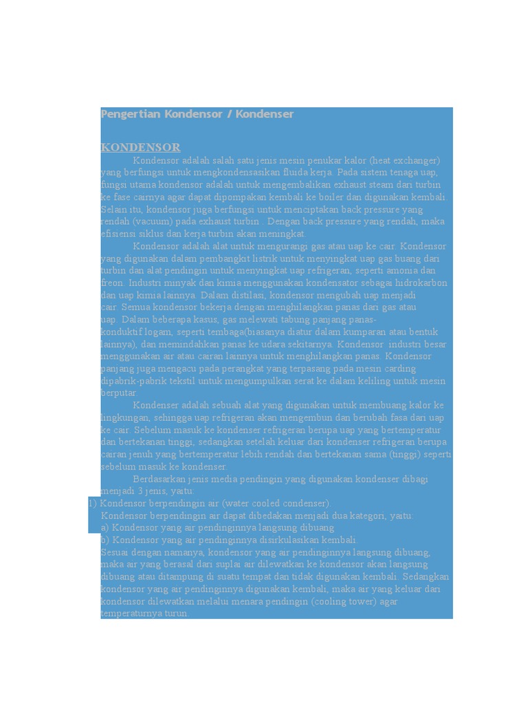 Pengertian Kondensor | PDF