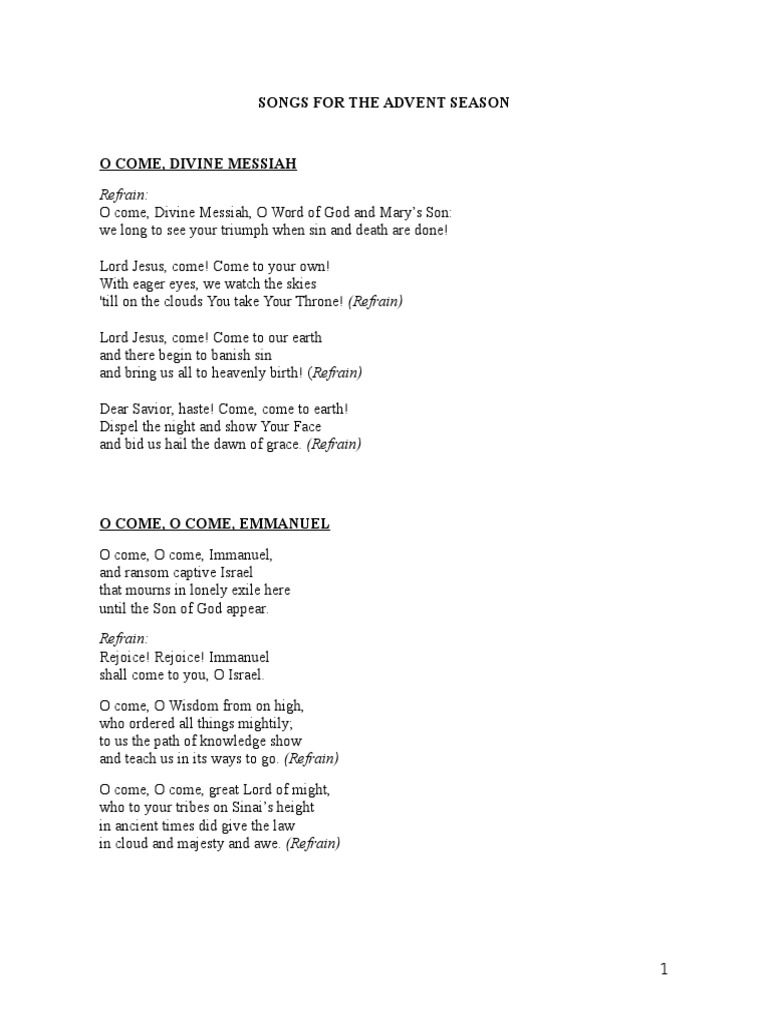 Songs of Hope and Joy: A Collection of Advent Hymns | PDF