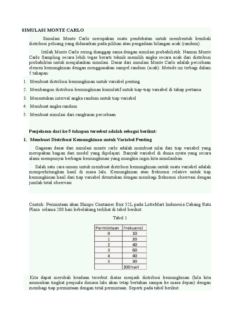 Metode Simulasi Monte Carlo dalam Analisis | PDF | Metode & Bahan Ajar ...