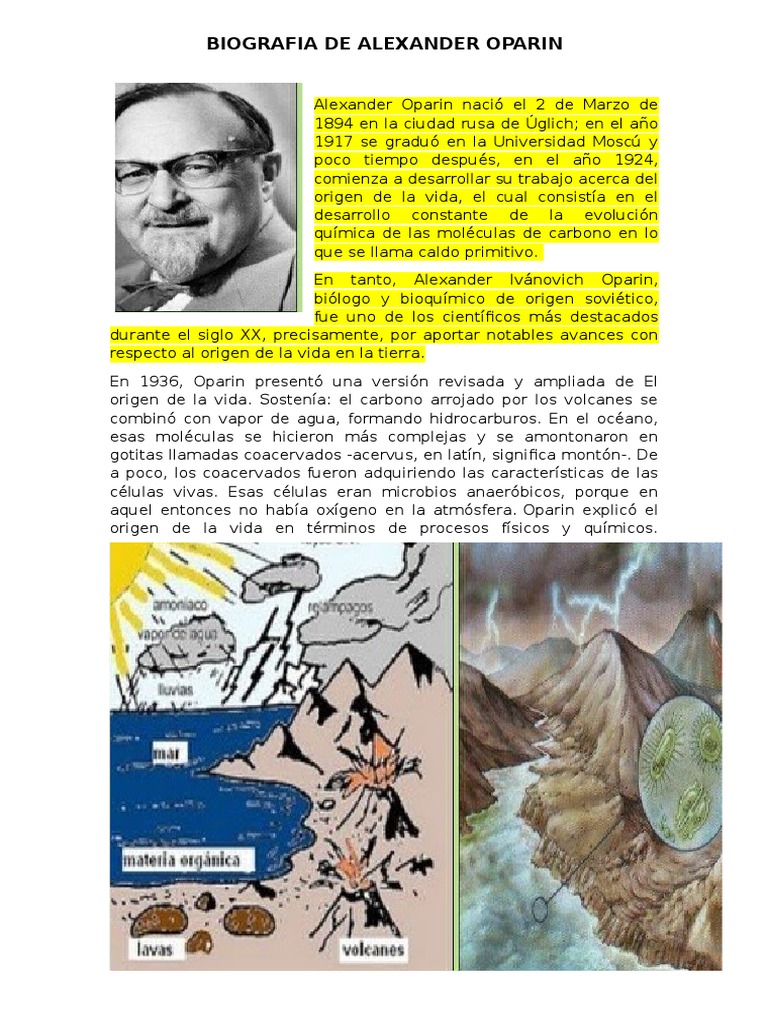 Biografia de Alexander Oparin | PDF | Ciencias sociales