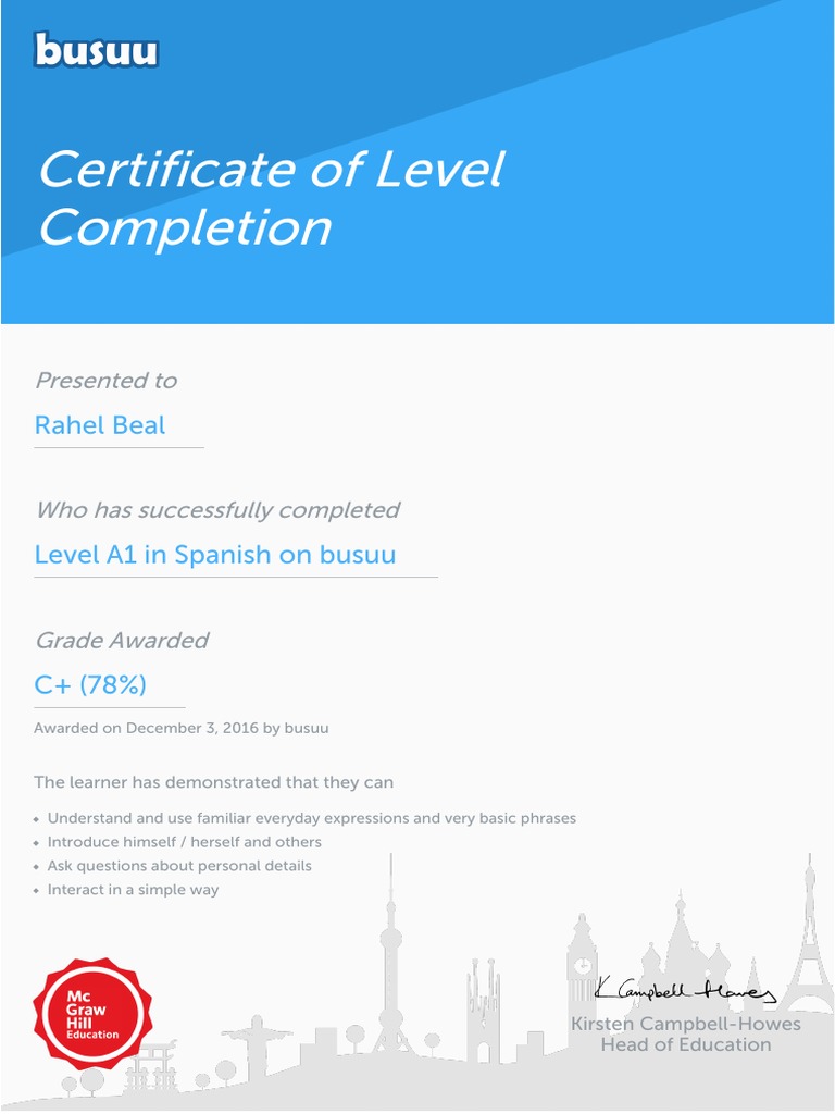 Busuu Certificate | PDF