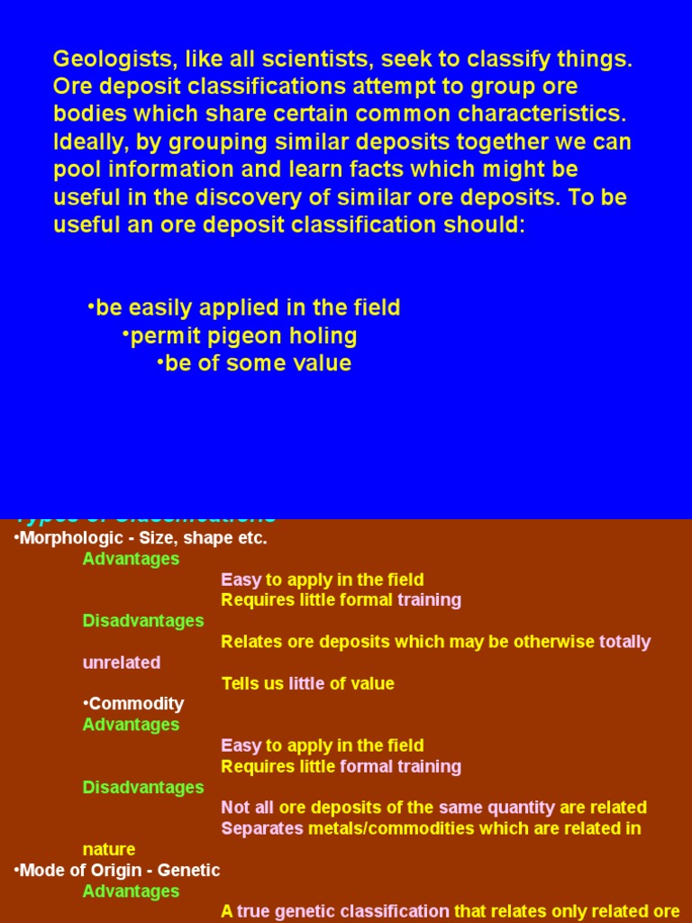 Classification Of Ore Deposit Pdf Igneous Rock Statistical 4130