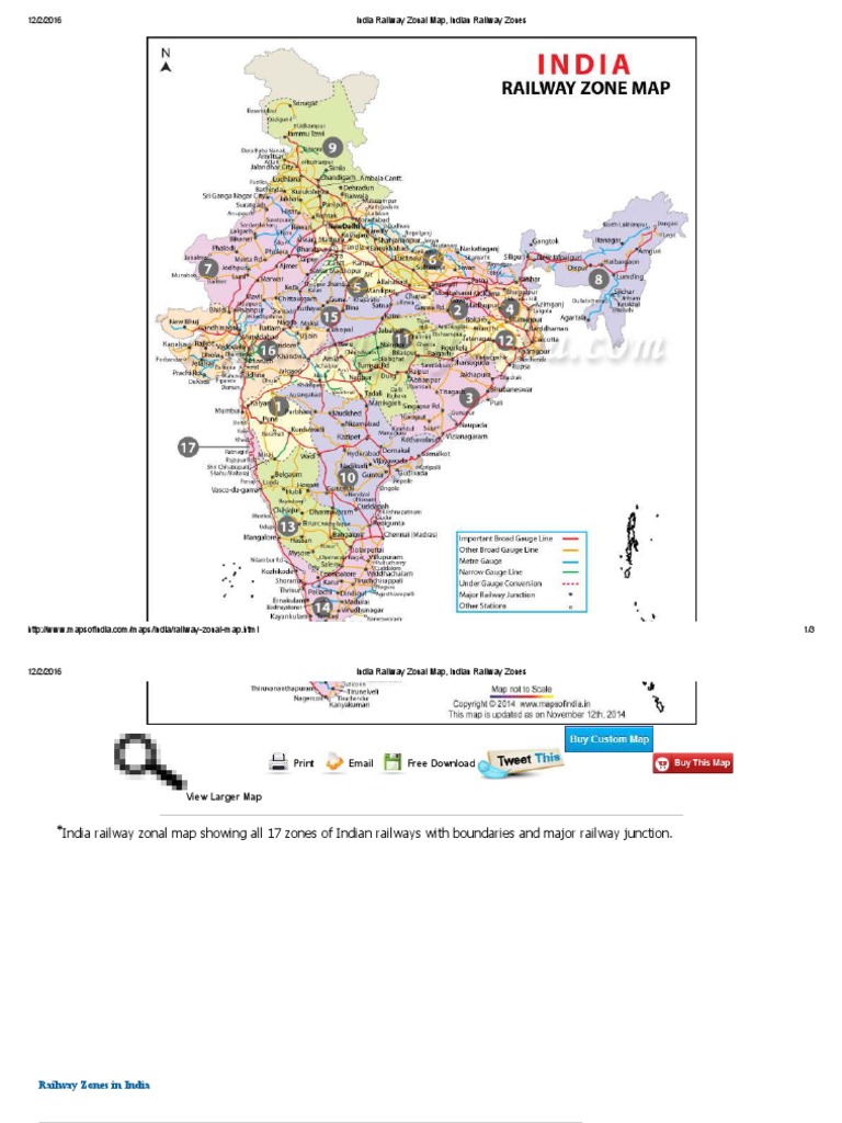 India Railway Zonal Map, Indian Railway Zones PDF | PDF | Rail ...