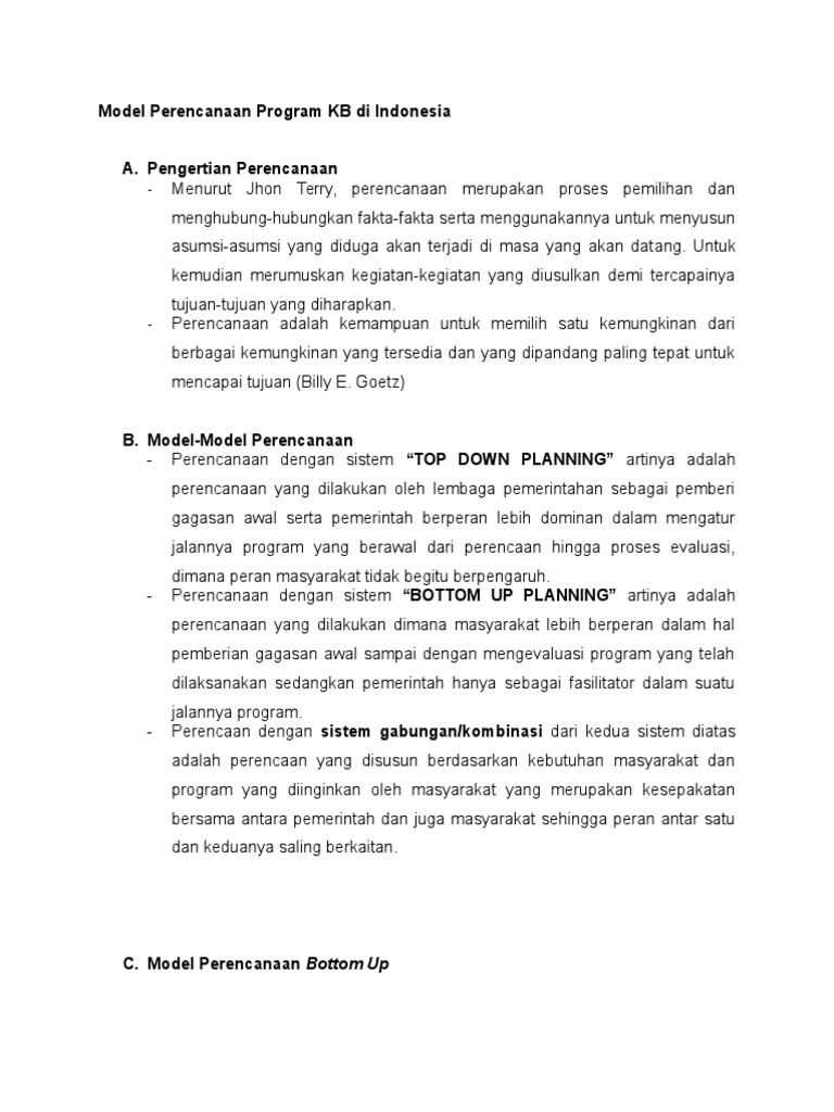 Model Perencanaan Program KB Di Indonesia | PDF