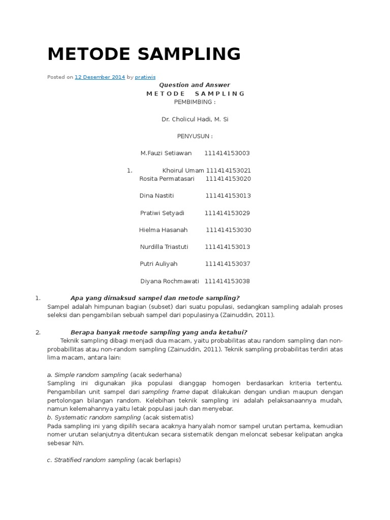 Metode Sampling | PDF | Sains & Matematika