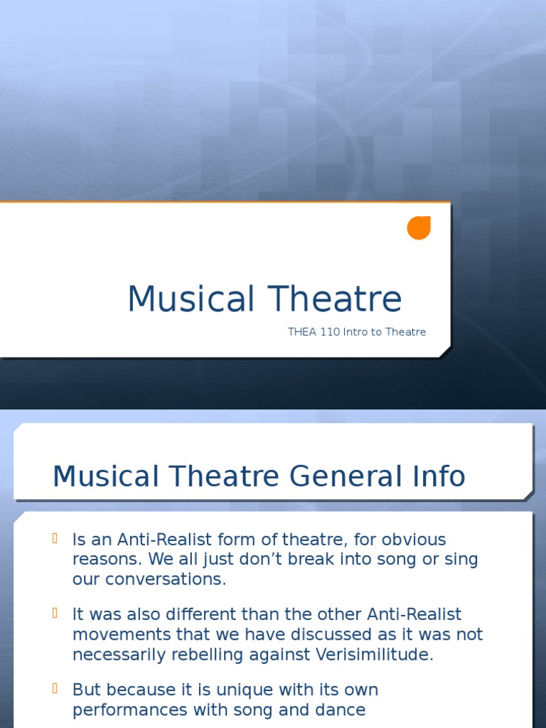 Musical Theatre: THEA 110 Intro To Theatre | Download Free PDF ...