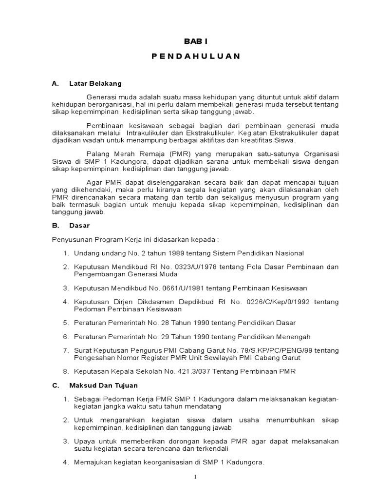 Contoh Program Kerja PMR | PDF