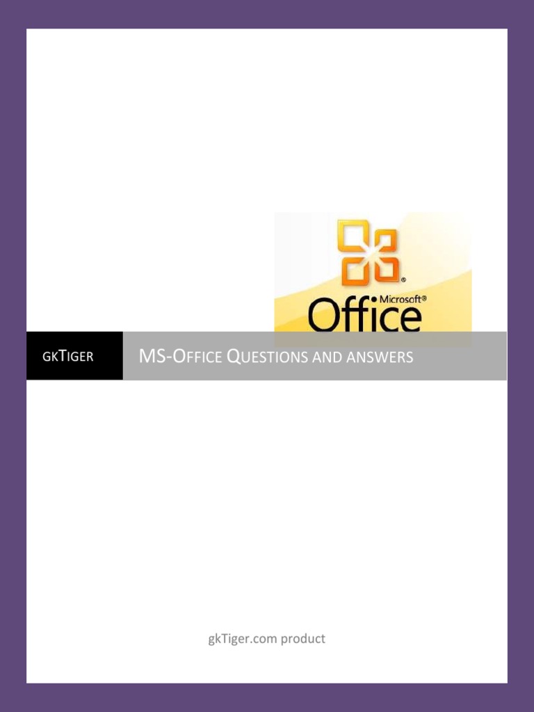 MS Office Exam Questions & Answers PDF | PDF | Microsoft Excel | Text