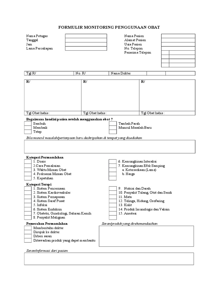 Formulir Monitoring Penggunaan Obat
