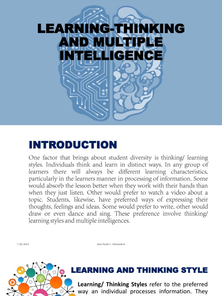 Learning Thinking Style & Multiple Intelligence | PDF | Learning ...