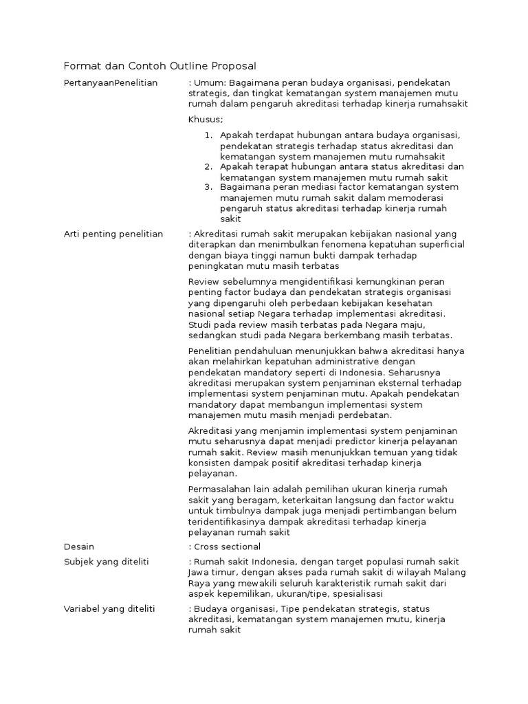 Format Dan Contoh Outline Proposal | PDF