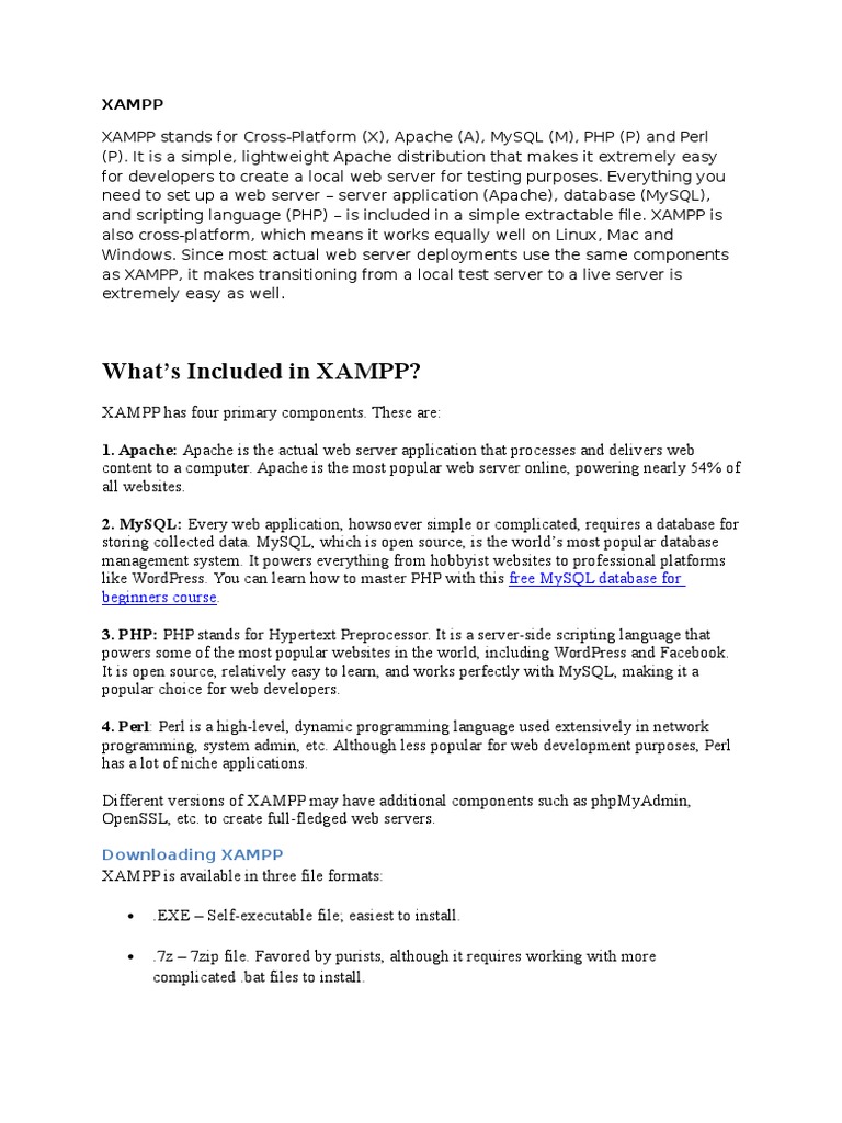 XAMPP - Introduction | PDF | Php | Web Server XAMPP - Introduction | PDF | Php | Web Server