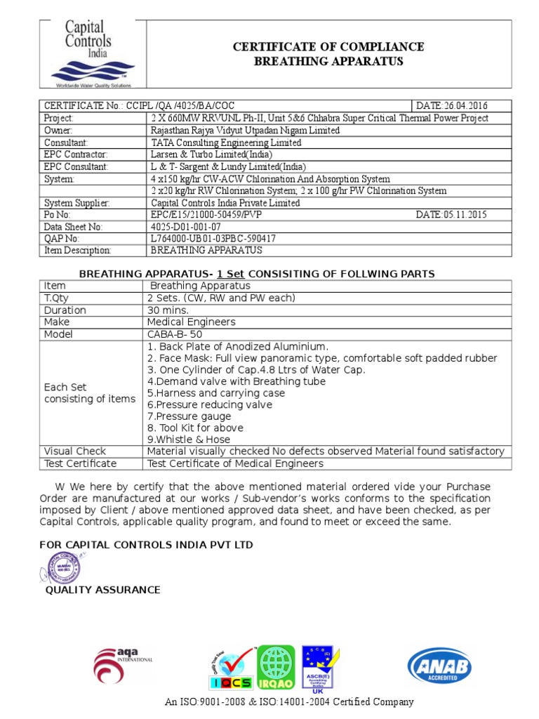 14 Coc For Safety Item | PDF | Quality Assurance | Specification ...