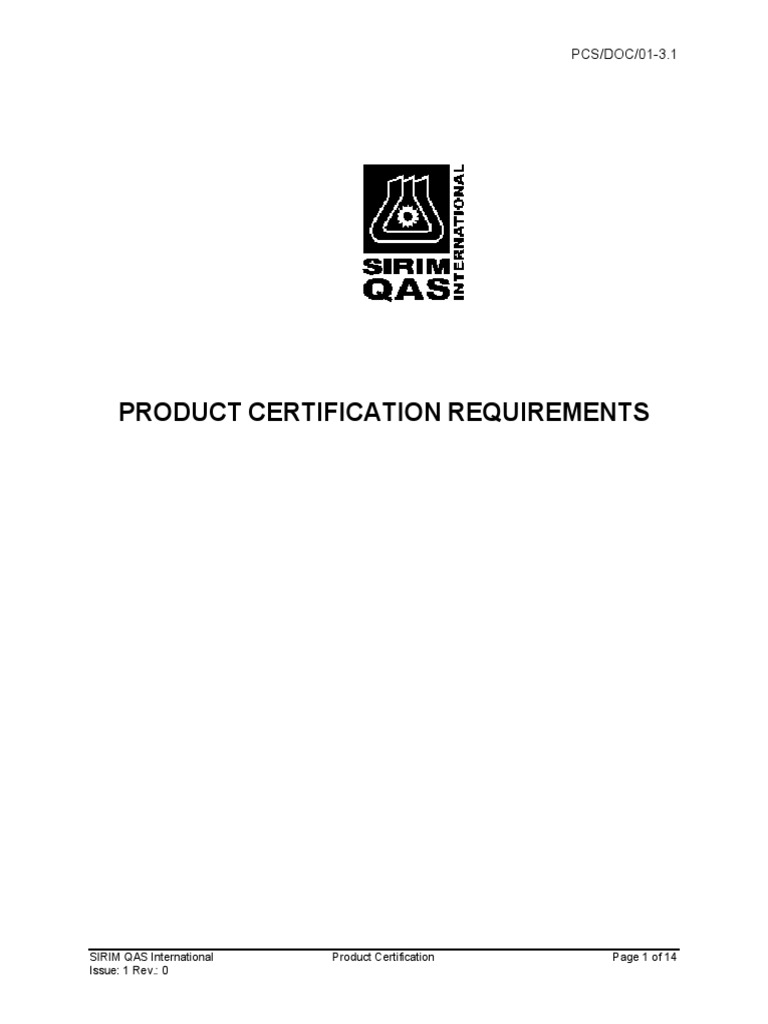 SAFETY - SIRIM PRODUCT CERTIFICATION.pdf | Quality Assurance | Calibration